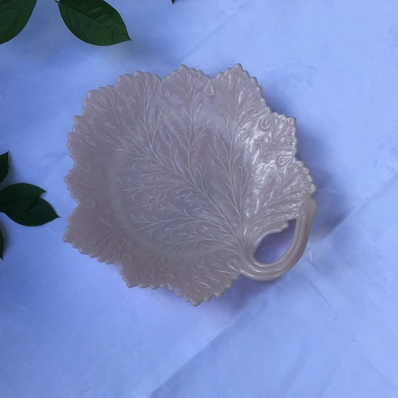 Fenton Other Fenton Pink Milk Glass Leaf Plate Poshmark